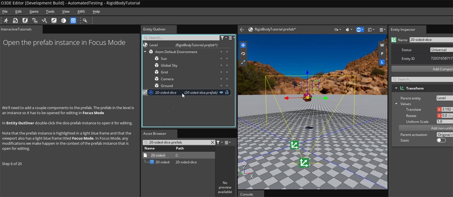 Advance Prototyping of the InteractiveTutorials Gem for O3DE - O3DE